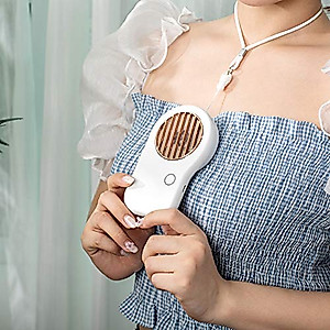 ageqi Necklace Fan, Mini Handheld Fan, Battery Operated Small Portable Fan Personal Handheld USB Neck Fan Eyelash Fan for Kids Girls Adults Indoor Outdoor Camping Office Travel (White)
