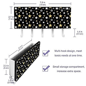 White & Gold Stars Hooks Wall Mounted, Self Adhesive Towel Key Hook up, Coat and Hat Hook Rack, 7 Inches Durable Hanger Hooks