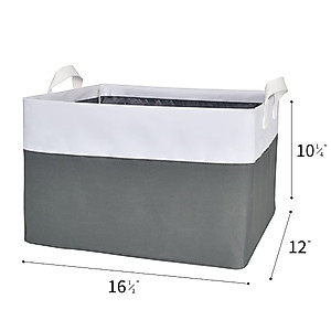 GRANNY SAYS Storage Bins for Shelves, Linen Closet Organizers and Storage Baskets Extra Large, Shelf Baskets with Metal Frame, Storage Boxes for Bedroom Wardrobe, White/Gray, 2-Pack