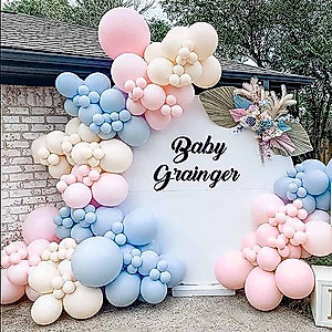 Pastel Baby Blue Balloons - Double Stuffed Light Blue Balloon Garland Arch Kit Different Sizes for Baby Shower Gender Reveal Birthday Party Decoration