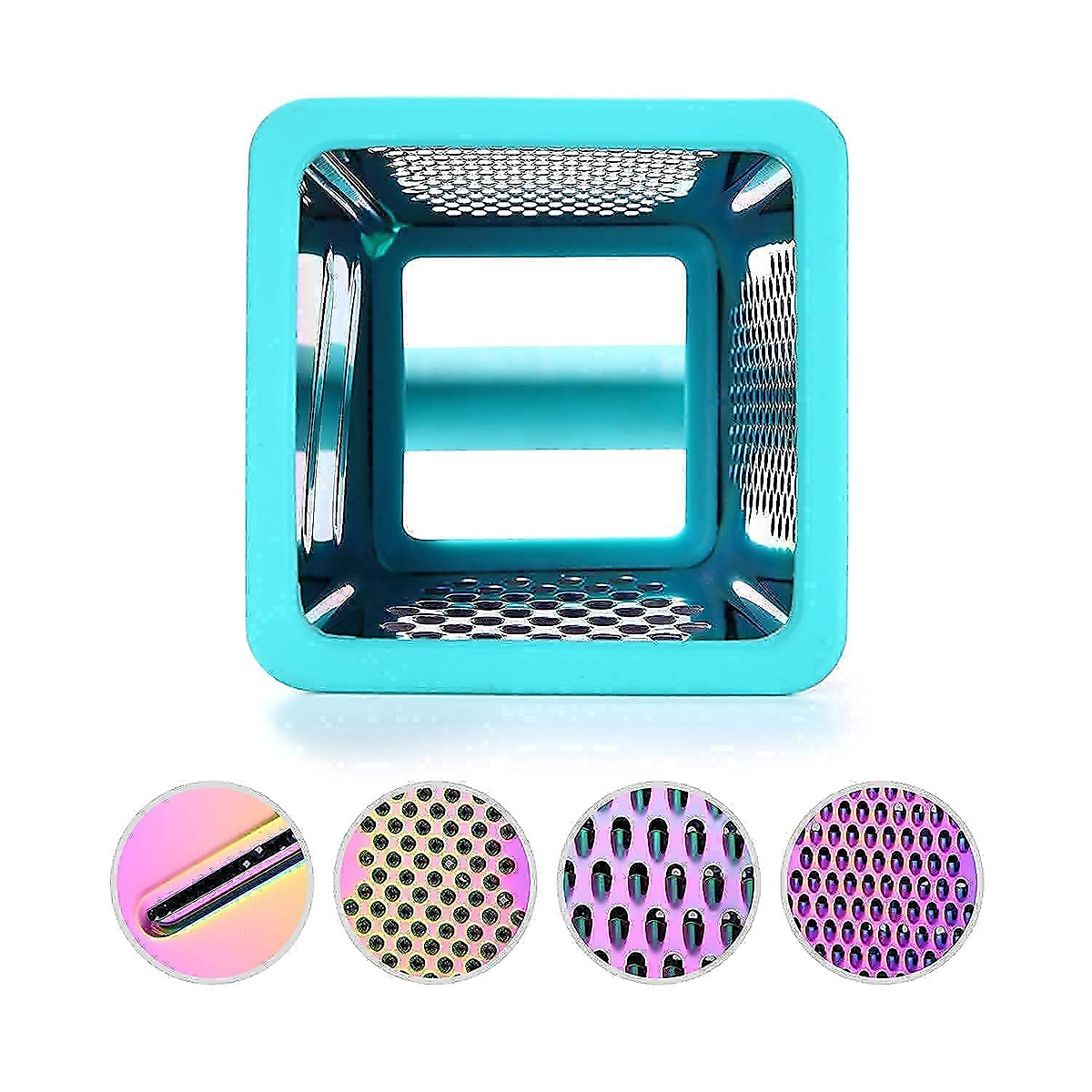 Rainbow Color Cutlery Knife Set, Marco Almond KYA27 Kitchen Knives Set with Wooden Block Plugs Professional Rainbow Color Box Grater,Stainless Steel Grater Slicer 5 PCS Set