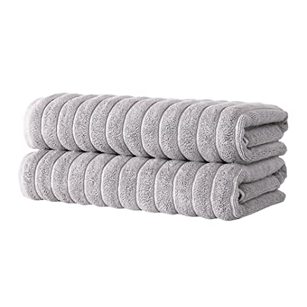 Classic Turkish Towels Luxury Ribbed 2 Piece Bath Towel Set - 100% Turkish Cotton Absorbent, Quick-Dry, Premium Towels for Bathroom, 27x54 inches (Platinum)