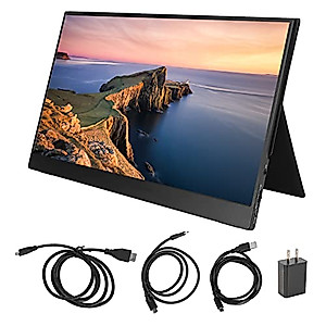 TOPINCN FHD Computer Display, IPS Portable Monitor Dual Speakers 16:9 Widescreen HDR Technology 14in 1920x1080 Resolution with Magnetic Cover for Laptop (US Plug)