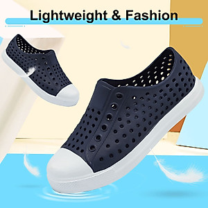 QLZ Toddler Kids Water Shoes for Boys Girls Garden Sandals Rubber Shoes Beach Sneakers, Slip-on Anti-Slip Lightweight Breathable Quick Dry Soft Flexible（Toddler/Little Kid/Big Kid） Blue