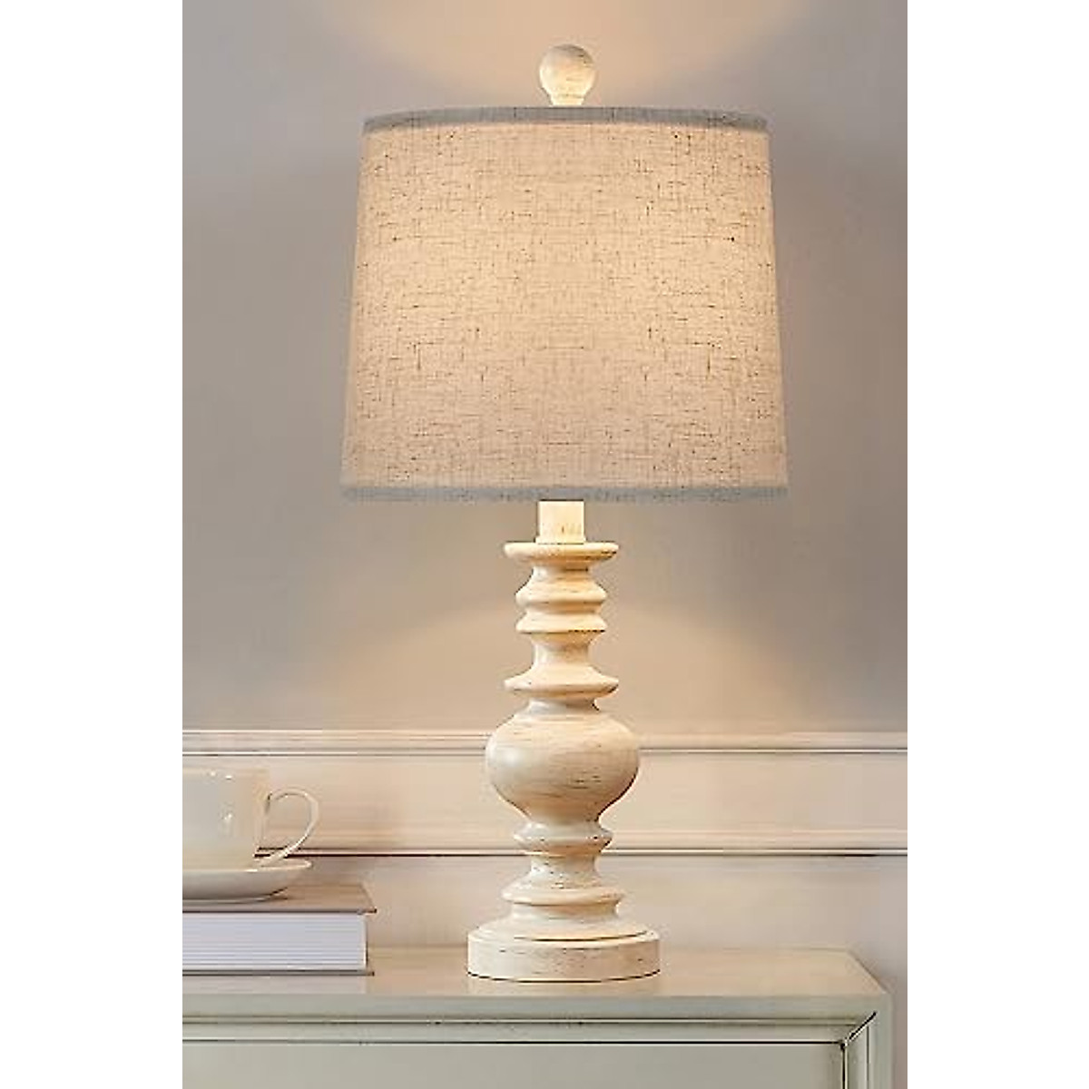 BOBOMOMO Resin 20.5" Farmhouse Lamps for Bedrooms Retro Side Table Lamps Bedside Lamp for Side Nightstand Living Room（1 Pack）