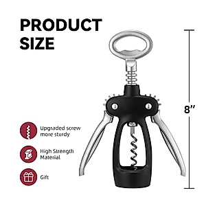 KITVINOUS Wine Opener, Premium Wing Corkscrew with No-Stick Worm, Multi-functional Wine Bottle Opener for Wine and Beer Bottles, Upgraded