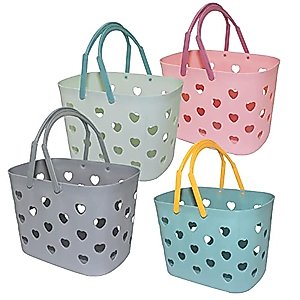 WeiMeet 4 Pieces Portable Shower Caddy Basket Bathroom Shower Organizer Basket Organizer Bin Plastic Storage Caddy Basket with Handle for College, Dorm, Bathroom, Garden, Cleaning Supplies