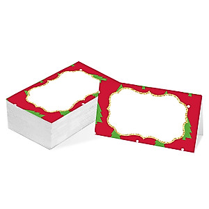 Table Place Card, Christmas Themed Tent Style Cards, Pack of 25 Half-Fold Reception Place Card, Perfect for Christmas Party, Wedding, Bridal & Baby Shower, Birthday, Banquet and Special Events B04