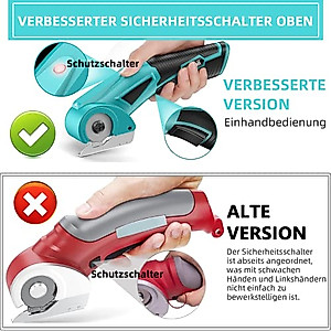 Cordless Electric Scissors Upgraded, Uaoaii 4V Electric Cardboard Box Cutter w/Storage Case, Safety Lock & LED Light, Rechargeable Fabric Cutter Power Rotary Cutters for Leather Felt, Effortless