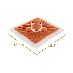 Apricot Lamb Stuffed Animals Yellow Fox Soft Security Blanket Infant Nursery Character Blanket Luxury Snuggler Plush Baby Lovey(Yellow Fox, 14 Inches)