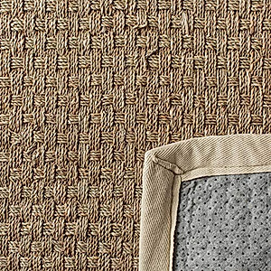 SAFAVIEH Natural Fiber Collection 8' x 10' Ivory NF114J Border Basketweave Seagrass Area Rug