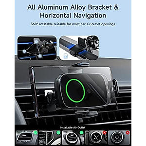 [Auto-Alignment Coil Version] ZOOAUX Wireless Car Charger, 15W Auto Clamping Car Charger Mount Air Vent Charging Phone Holder for iPhone 13 12 11 Xs X 8, Samsung Galaxy Z Flip3 S22 S21 S9 Note 10, etc