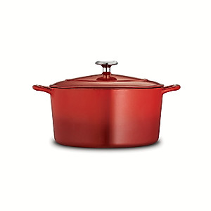 Tramontina Covered Round Dutch Oven Enameled Cast Iron 6.5-Quart, Gradated Red, 80131/048DS