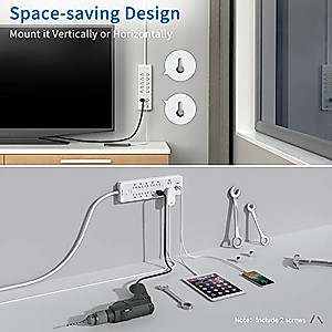 25 Ft Extension Cord Flat Plug Bundle, NTONPOWER 2100 Joules Surge Protector Power Strip with 12 Outlets 3 USB 25 Ft Extension Cord, Power Strip with 25 ft Long Cord 6 Outlets 4 USB Ports