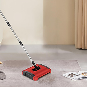 Carpet Sweeper Manual Carpet Sweeper Sweeper Vacuum 3 Rolling Brushes Floor Sweeper Carpet Brush with Wheels and Large Waste Bin 43inch Detachable Carpet Cleaner for Pet Hair Dust Debris