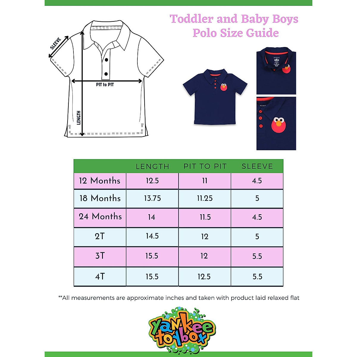 Isaac Mizrahi Loves Sesame Street Gang Elmo Baby Toddler Polo Collared Shirt (2T, Navy)