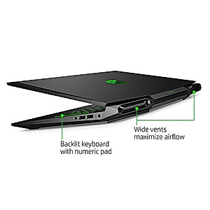 HP Pavilion Gaming Laptop 17-inch, Intel Core i7, NVIDIA GeForce GTX 1660 Ti with Max-Q, 16 GB RAM, 256 GB SSD, Windows 10 Home (17-cd1030nr, Shadow Black)