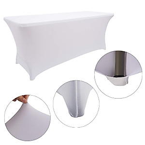 LZY 4 Pack Spandex Table Covers 6 Feet, Stretch/Fitted Table Covers for 6 Feet Folding Table, Rectangular Spandex Table Cloths for Wedding Party or Event (6FT-4PCS, White)