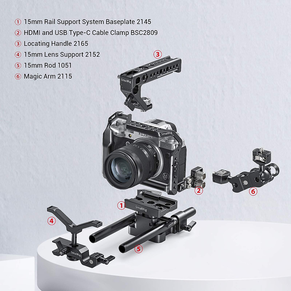 SmallRig X-T4 Camera Cage for FUJIFILM X-T4, Aluminum Alloy Cage with NATO Rail and Cold Shoe Mount for Microphone and Light CCF2808