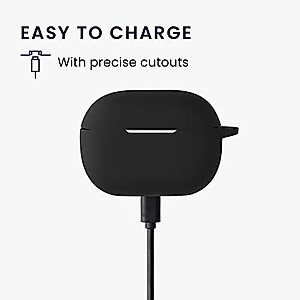 kwmobile Silicone Cover Compatible with Xiaomi Redmi Buds 4 Pro - Case Cover Stick-On Skin with Clip - Black