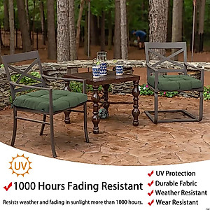 Magpie Fabrics 19"x19" Tufted Seat Cushion 2 Pack, U-Shaped Patio Cushions with Ties, Outdoor/Indoor Chair Pads Waterproof for Dining Garden Balcony Office - Green