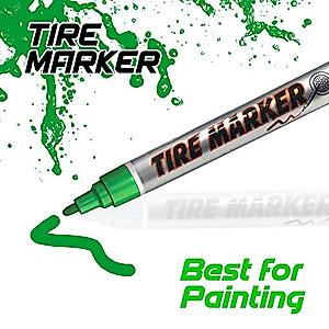 MC Motoparts Permanent Color Tire Pen Marker Lettering Paint Drawing Tool Automotive Motorcycle Care 1 piece (Green)