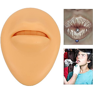 Soft Silicone Nose Model Body Part Displays for Practicing Piercing Suture Acupuncture Rubber Flexible Model for Jewelry Display Teaching Instructions (Mouth)