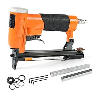 KN8016 21 Gauge Industrial Pneumatic Upholstery Stapler 1/2-Inch Crown for 1/4-Inch to 5/8-Inch Staples, Air Power Upholstery Construction Staple Gun for Home Renovation, Furniture, DIY Woodworking