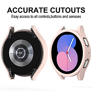 [5+5 Pack] Compatible for Samsung Galaxy Watch 5 and Galaxy Watch 4 40mm Screen Protector Case, Matte PC Bumper Cover+5 Waterprooof No Fog Up Screen Protector for Galaxy Watch 5 4 40mm Accessories
