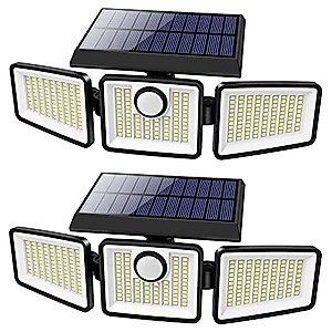 YUNNOVA Solar Outdoor Lights - Motion Sensor Outdoor Lights with 3 Heads Reflector Wireless Illumination Security Flood Lights with 270° Wide Angle,IP65 Waterproof,Wall Light for Garden Patio Garage