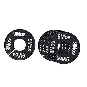 NAHANCO CBWKIT6 Black Round Clothing Size Divider with White Print for Baby/Kid Sizes, 3Mos – 4T, Kit of 50 (10 Sizes of 5 Each)