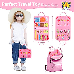 Busy Board Montessori Toys for 1 2 3 4 Year Old Toddlers Sensory Activity Busy Book for Fine Motor Skills, Airplane Car Travel Essentials for Kids Boys Girls