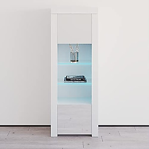 MEBLE FURNITURE & RUGS Milano Bookcase Matte Body & High Gloss Fronts (White)