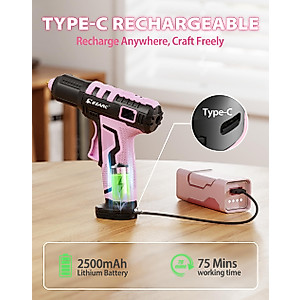 EZARC Cordless Hot Glue Gun, 15s Heating Fast Glue Gun Kit with 30 Pcs Mini Glue Gun Sticks, Automatic-Safety-Power-Off, Built-in 2500 mAh Lithium-ion for Art, Crafts, Decorations, Home Repairs