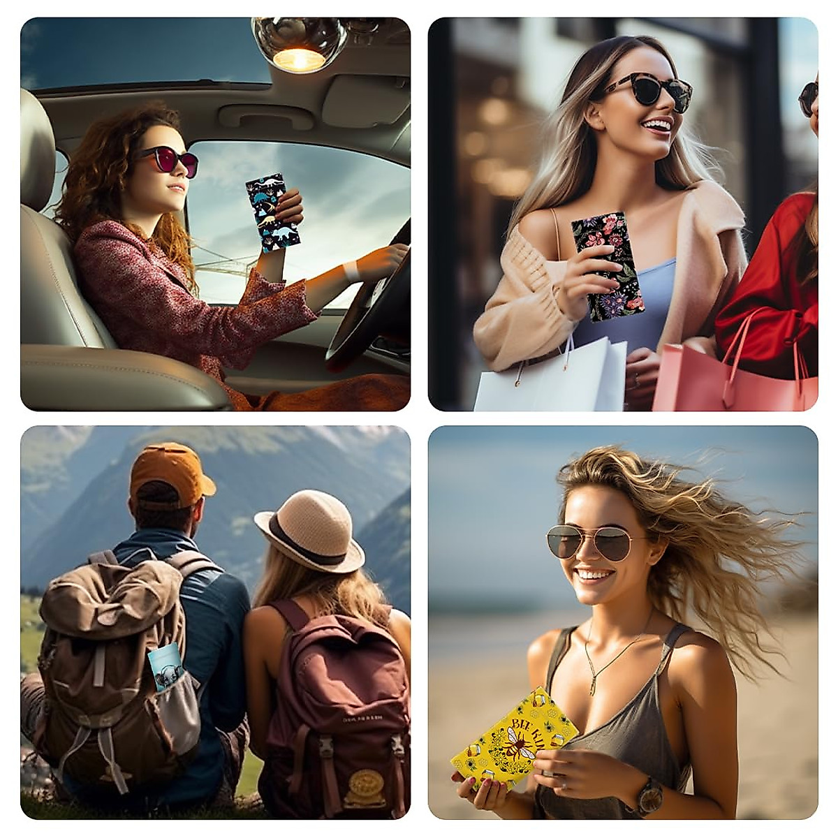 Einzelnn Sunglass Eyeglass Glasses Case Soft, Squeeze Top Portable Travel Leather Soft Sunglasses Case Pouch Bag for Women Men Cute Dogs