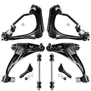 Detroit Axle - Front Control Arms for 2002-2003 Ford Explorer Mercury Mountaineer, 4 Upper Lower Control Arms, 2 Outer Tie Rods 2 Sway Bars Replacement - [4-Door Models]