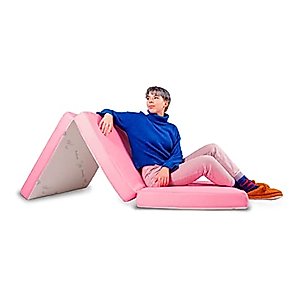 Cozzzi Folding Mattress - Trifold Foam Mattress Topper with Removable Cover -Lightweight and Portable Sleeping Mat - Pink - 25"