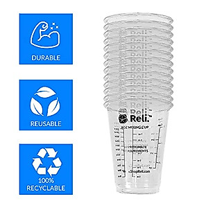 (120 Pcs - Bulk Value) Reli. 8 oz Paint Mixing Cup/Resin Mixing Cups | Disposable Measuring Cups | Clear Plastic Mixing Cups for Paint, Epoxy Resin, Pigments | Multipurpose Self Mixing Cup/Epoxy Cup