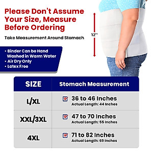 Plus Size Abdominal Binder Post Surgery Tummy Tuck | Postpartum Belly Band Wrap | Post C Section Belly Binder | Stomach Compression Hernia Belt For Men or Women After Pregnancy, Hysterectomy (XXL/3XL)