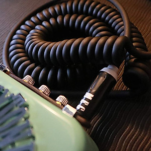 Aestivate Coiled Guitar Cable Electric Instrument Cable 10 ft Curly Instrument Cable Coil Guitar Cable Stretchable Straight to Straight Dual Straight Plugs (Black)