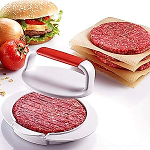 Burger Press Hamburger Maker Mould Machine Set BBQ Patty Juicy Regular Beef Maker Round Non Stick Mold Easy to Use White