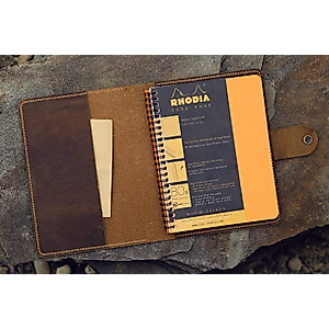 Personalized vintage rhodia leather cover distressed leather cover for rhodia wirebound meeting notebook A5+ NRA5P05S