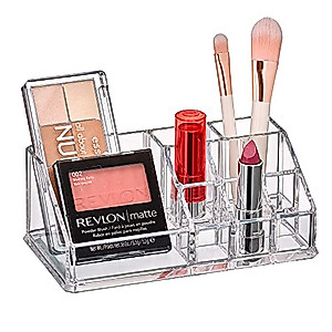 Amazing Abby - Tiffany - Acrylic Cosmetic Organizer, Transparent Plastic Makeup Holder, Compartmented, Shatter-Proof, Perfect Bathroom Vanity Storage Solution for Beauty Supply, Small