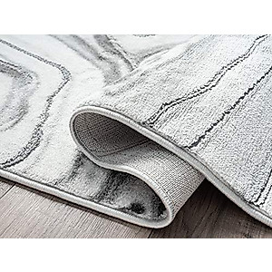 Abani Abstract Grayscale Agate Area Rug Rugs - 6' x 9' Contemporary Non-Shed Modern Grey Bedroom Rug