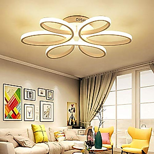 ZipLighting Modern LED Ceiling Light Dimmable Ceiling Lighting with Remote Round Ceiling Light Fixture Ceiling Lamp Flower Shape for Dinning Room Bedroom Kitchen Hallway 80W Decorative Lamp (74CM)
