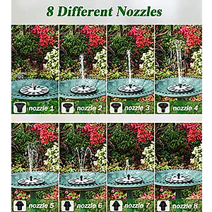 ZOLOCHEL Solar Fountain Pump Upgraded 100% Glass Covered, Outdoor Solar Powered Bird Bath Water Fountains with 8 Nozzles & 4 Fixers for Garden, Pond, Pool, Fish Tank Decoration - No Battery Needed