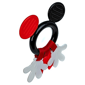 KIDS PREFERRED Disney Baby Mickey Mouse Teether, Black & White High Constrast Toy, Boys and Girls Ages 0+, Stroller On The Go Activity Toy, Multicolor