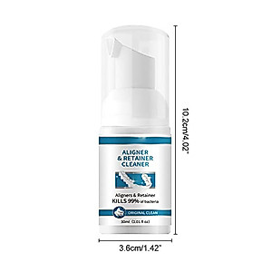 30ml Foam Cleaner for Aligner, Retainer, Denture, Night Guard, Mouth Guard, Mint Extract Retainer Night Guard Cleaner Denture Cleaner for Teeth Whitener