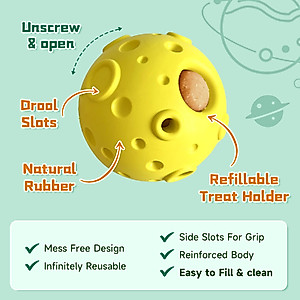 Baitedelai Dog Chew Toys,Treat Tray for Frozen Dog Food,Long-Lasting Durable Fillable Dog Treat Dispensing Dog Toy,Freezable Fillable Rubber Dog Toys with Silicone Treat Tray (Yellow&Treat Mold)