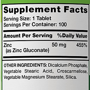 Nature's Truth Zinc 50 mg Chelated Supplements, 100 Count, Pack of 3